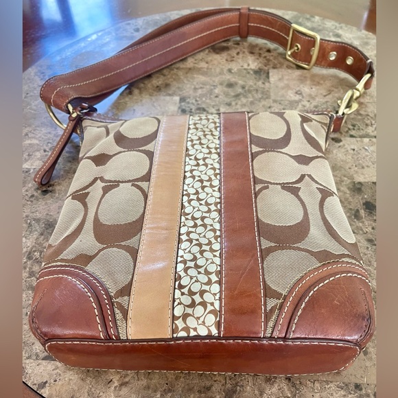 Coach | Bags | Vintage Coach Signature Jacquard Leather Trim Stripes ...